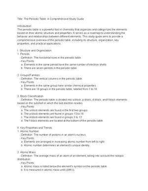 Honors Physical Science Chemistry notes (overview of whole unit ...