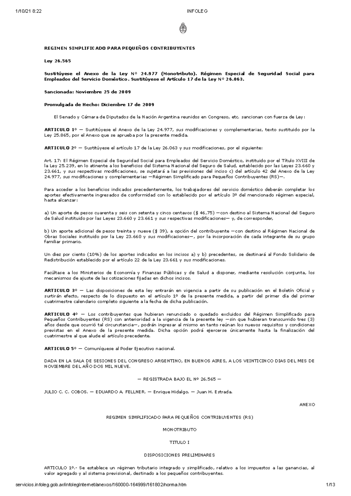 TP1 - Documentación extra - REGIMEN SIMPLIFICADO PARA PEQUEÑOS ...