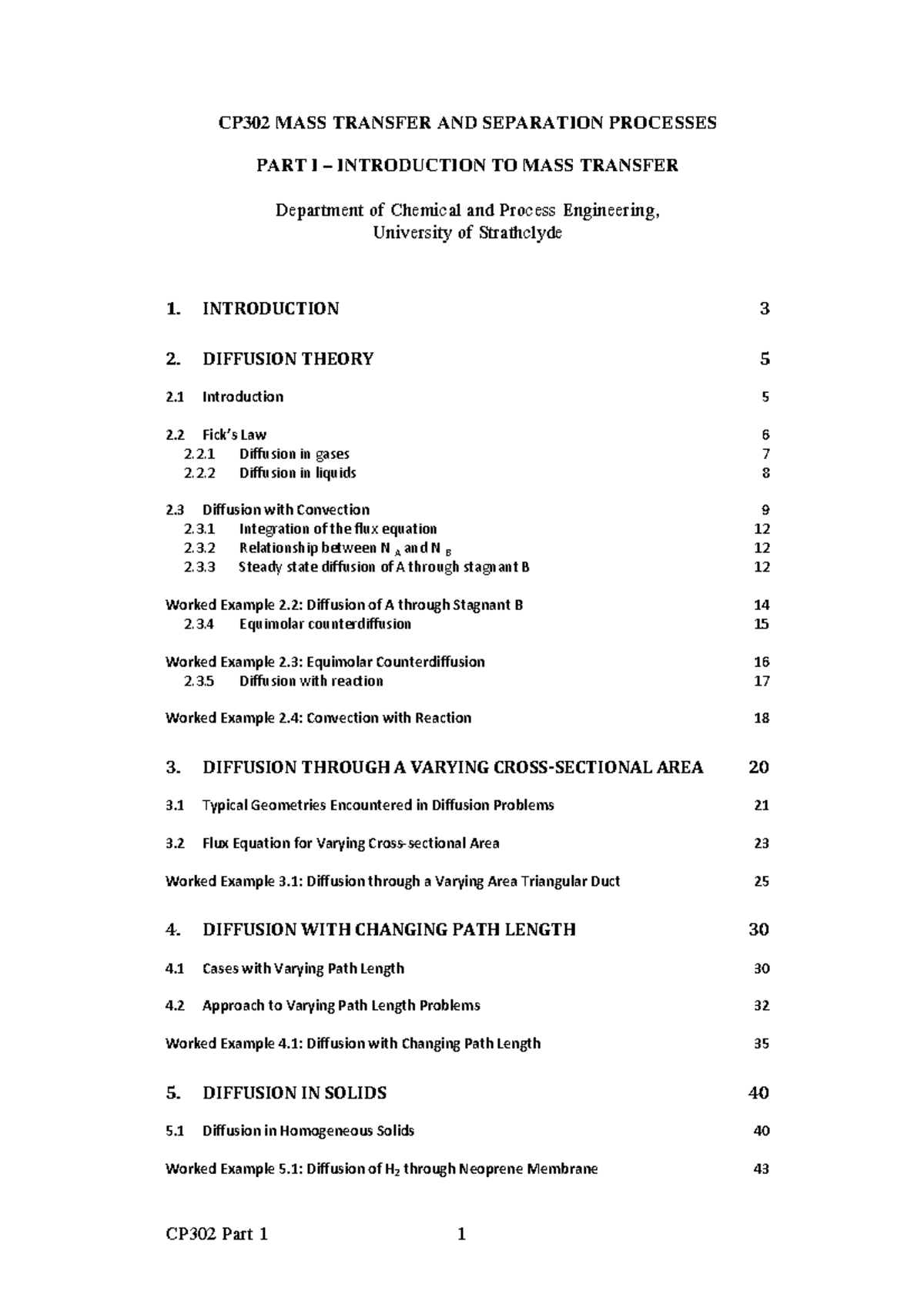 Mass Transfer Notes - CP302 MASS TRANSFER AND SEPARATION PROCESSES PART ...