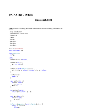 Stacks - Lab Tasks - Lab # 6b: Implementation of Stack Lab Objective: To implement dynamic and ...