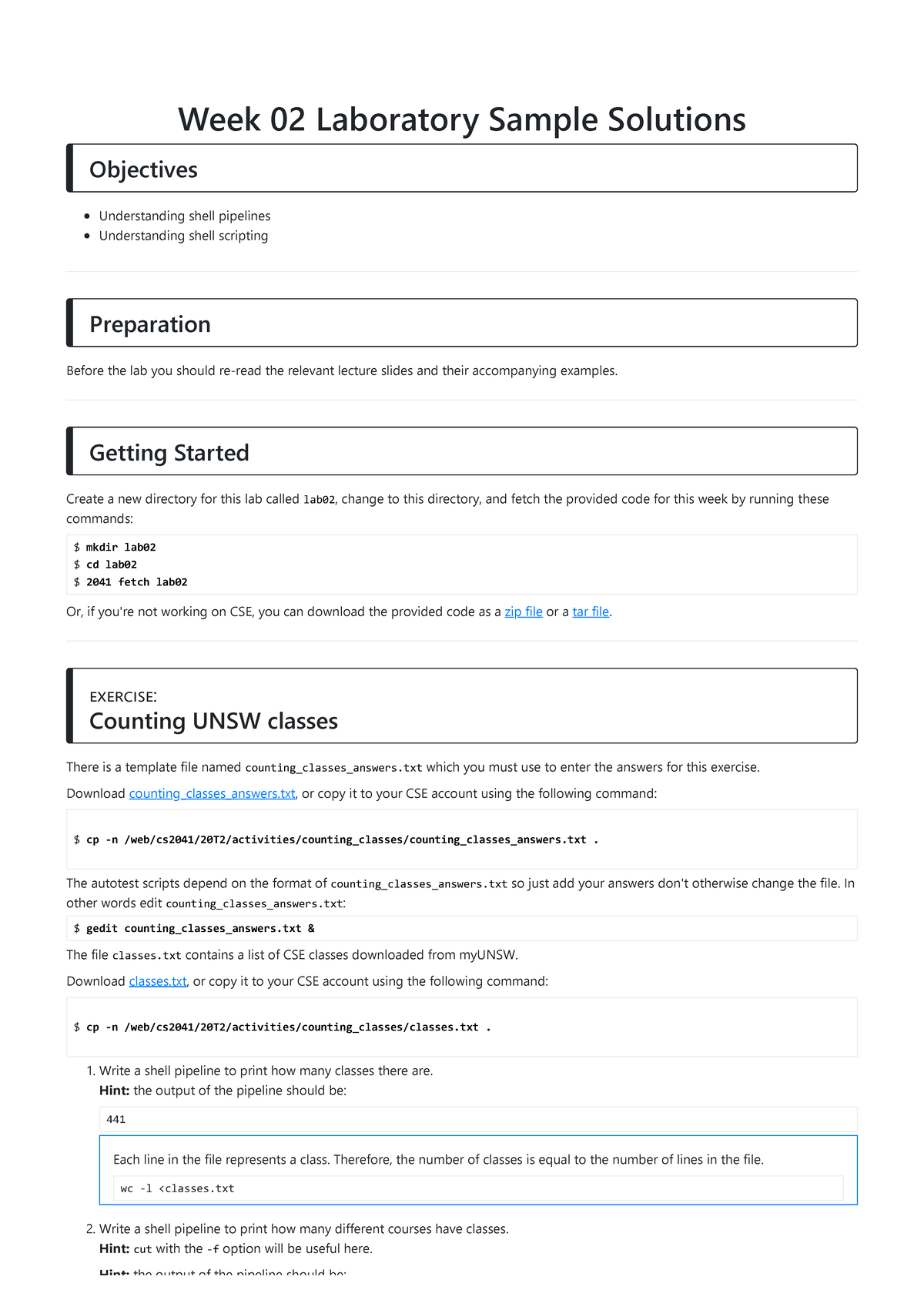 COMP2041 20T2 — Week 02 Laboratory Sample Solutions - Week 02 ...