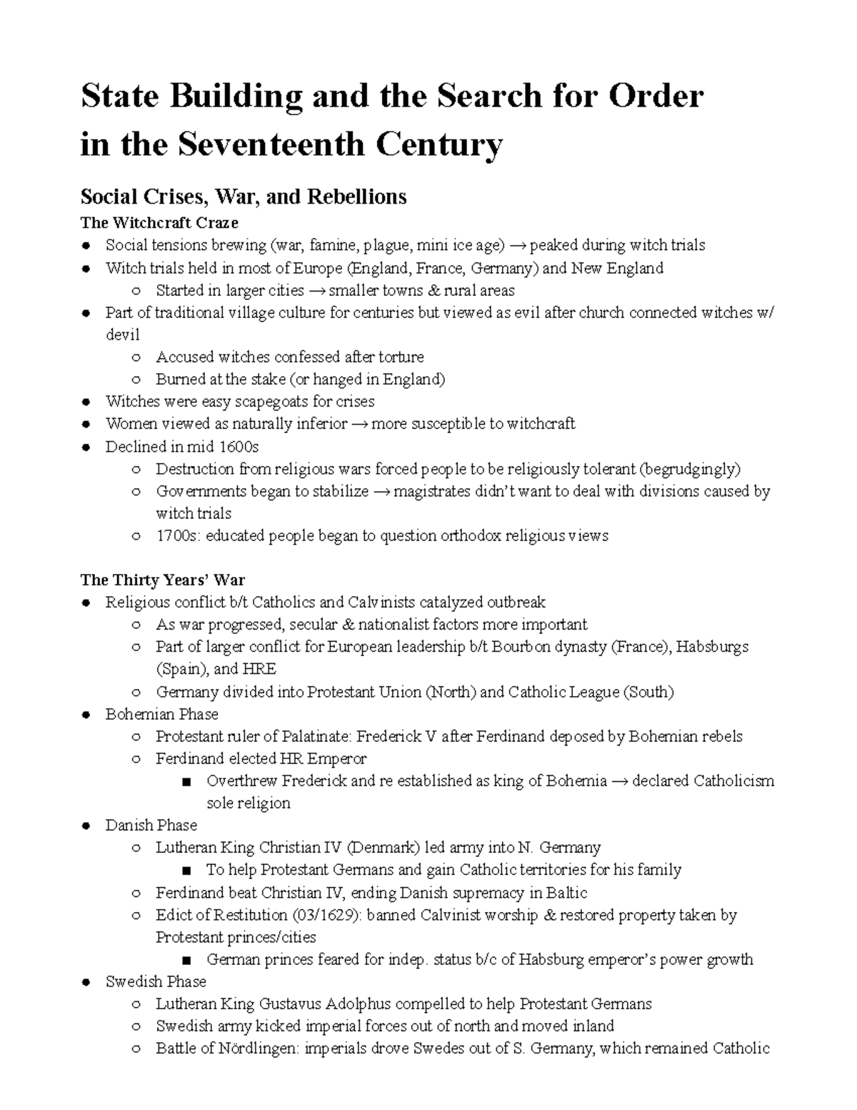 Chapter 15 Outline - State Building and the Search for Order in the ...
