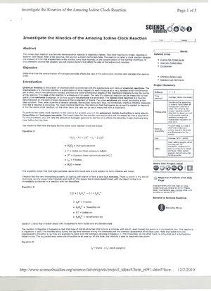 Experiment 1 - the iodine -clock- reaction - Experiment 1 – The Iodine ...
