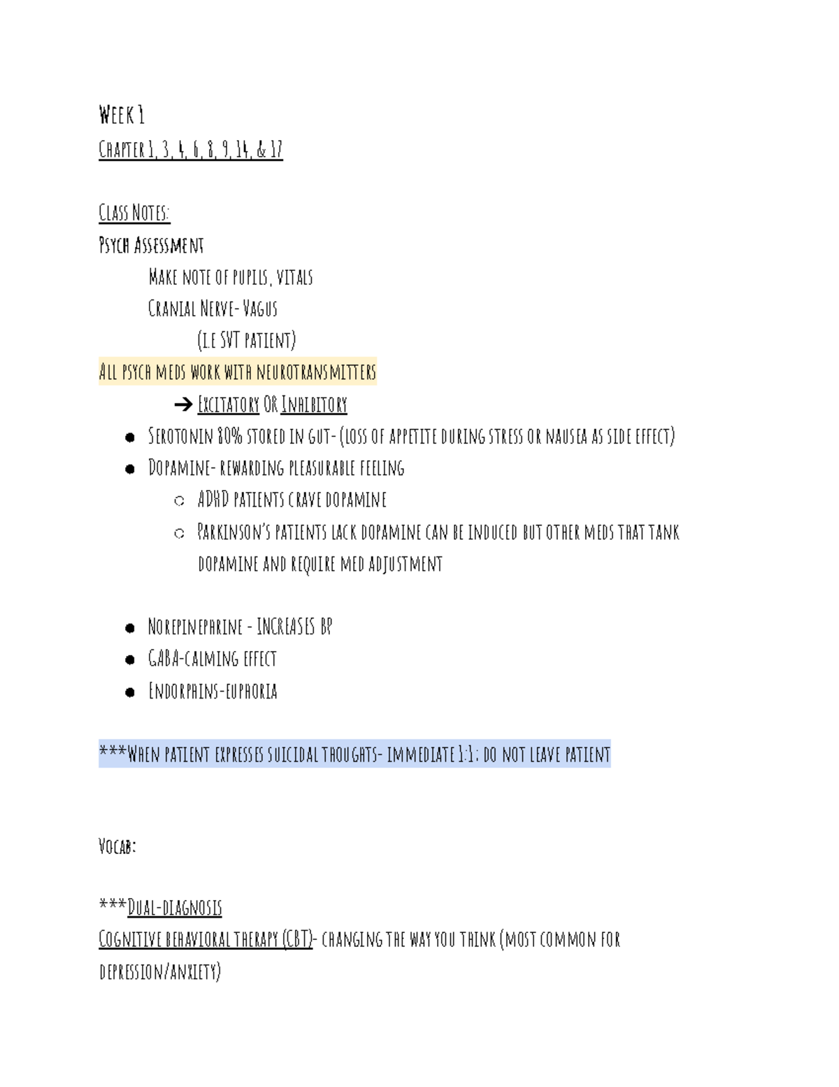 Psych Week 1 Notes - Bipolar and medications - Week 1 Chapter 1, 3, 4 ...