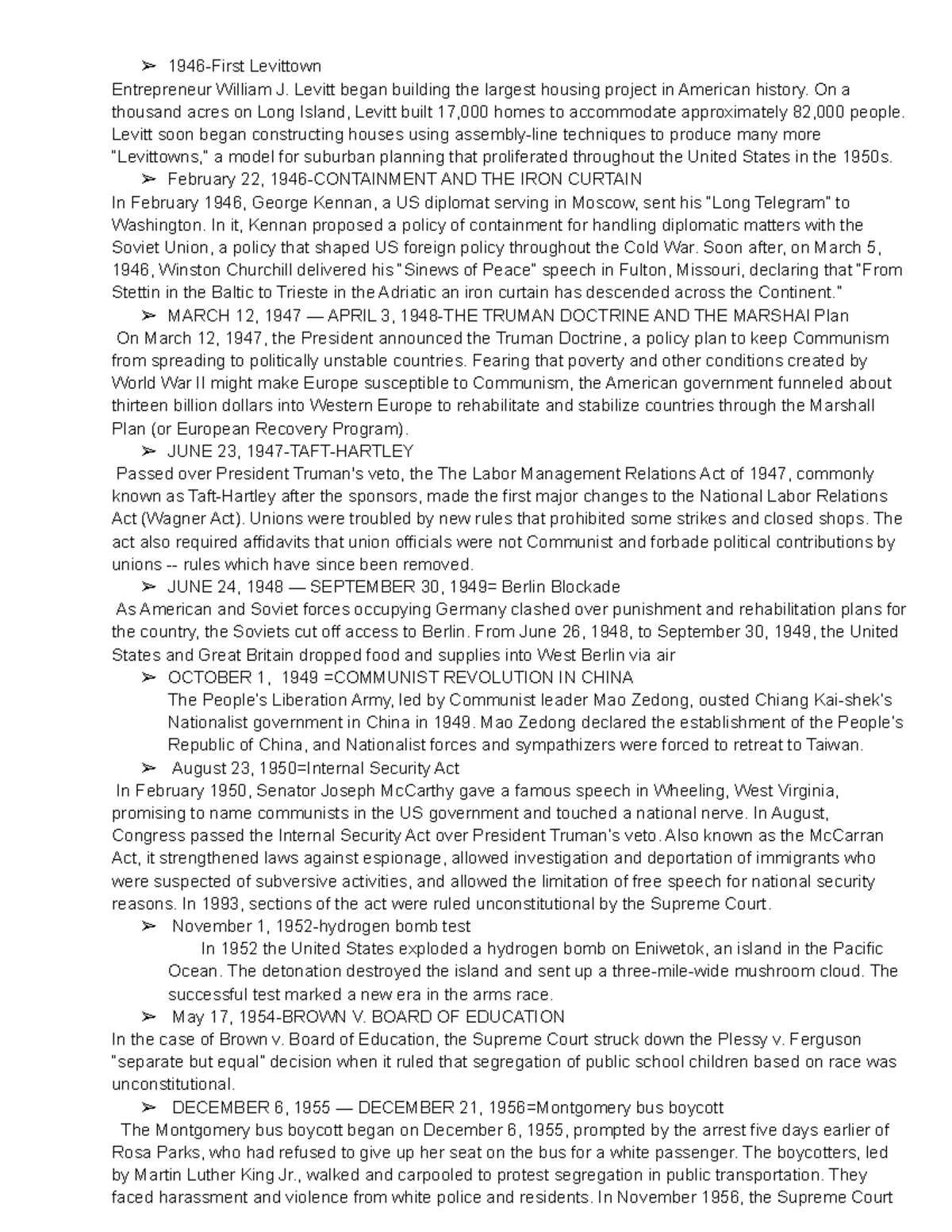 Unit 8 timeline 1945-1980 - 1946-First Levittown Entrepreneur William J ...