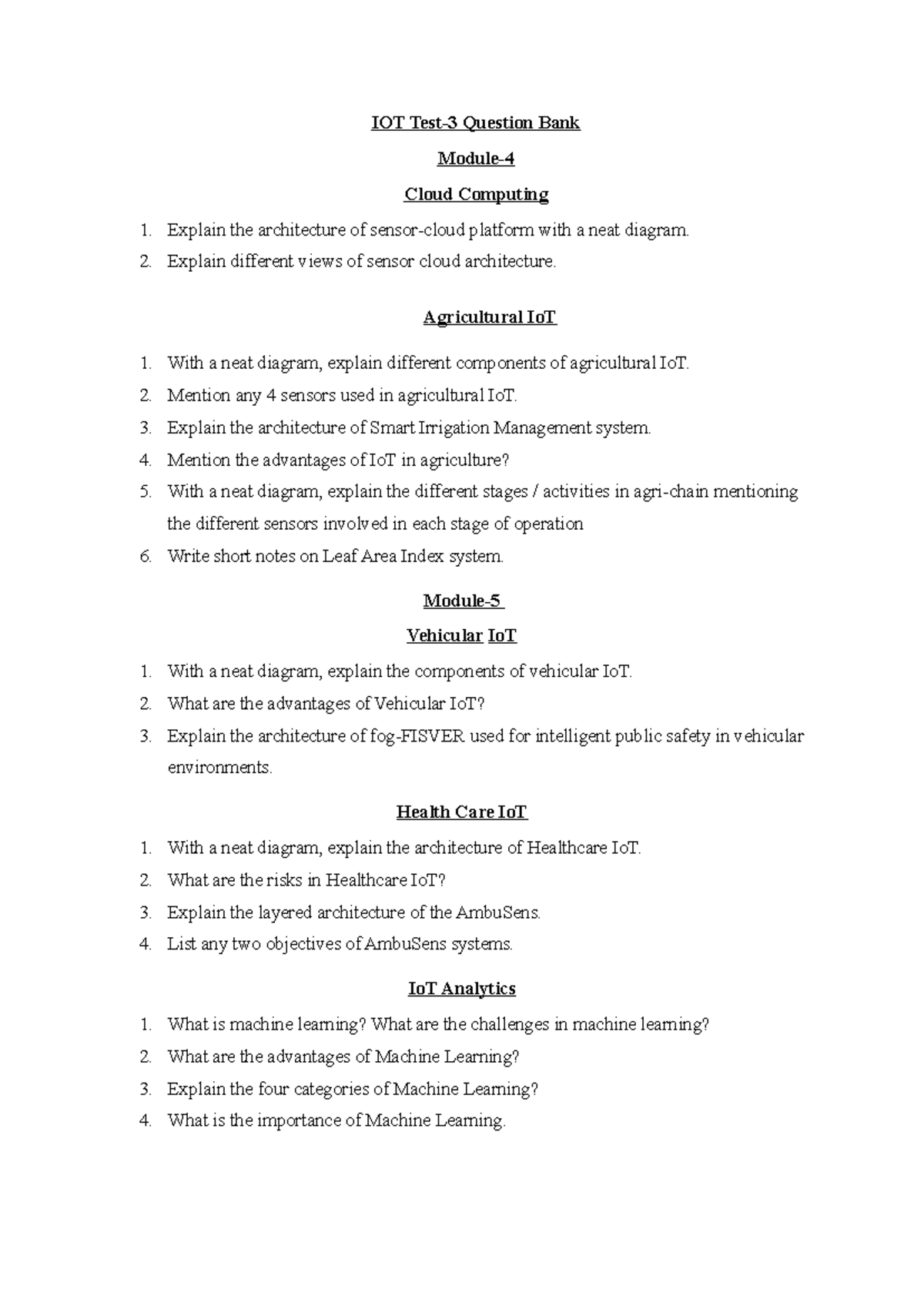 Io T T3 QB - iot - IOT Test-3 Question Bank Module- Cloud Computing ...