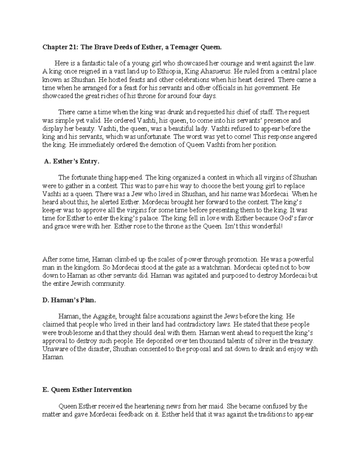 Isaac final docx checked afful - Chapter 21: The Brave Deeds of Esther ...