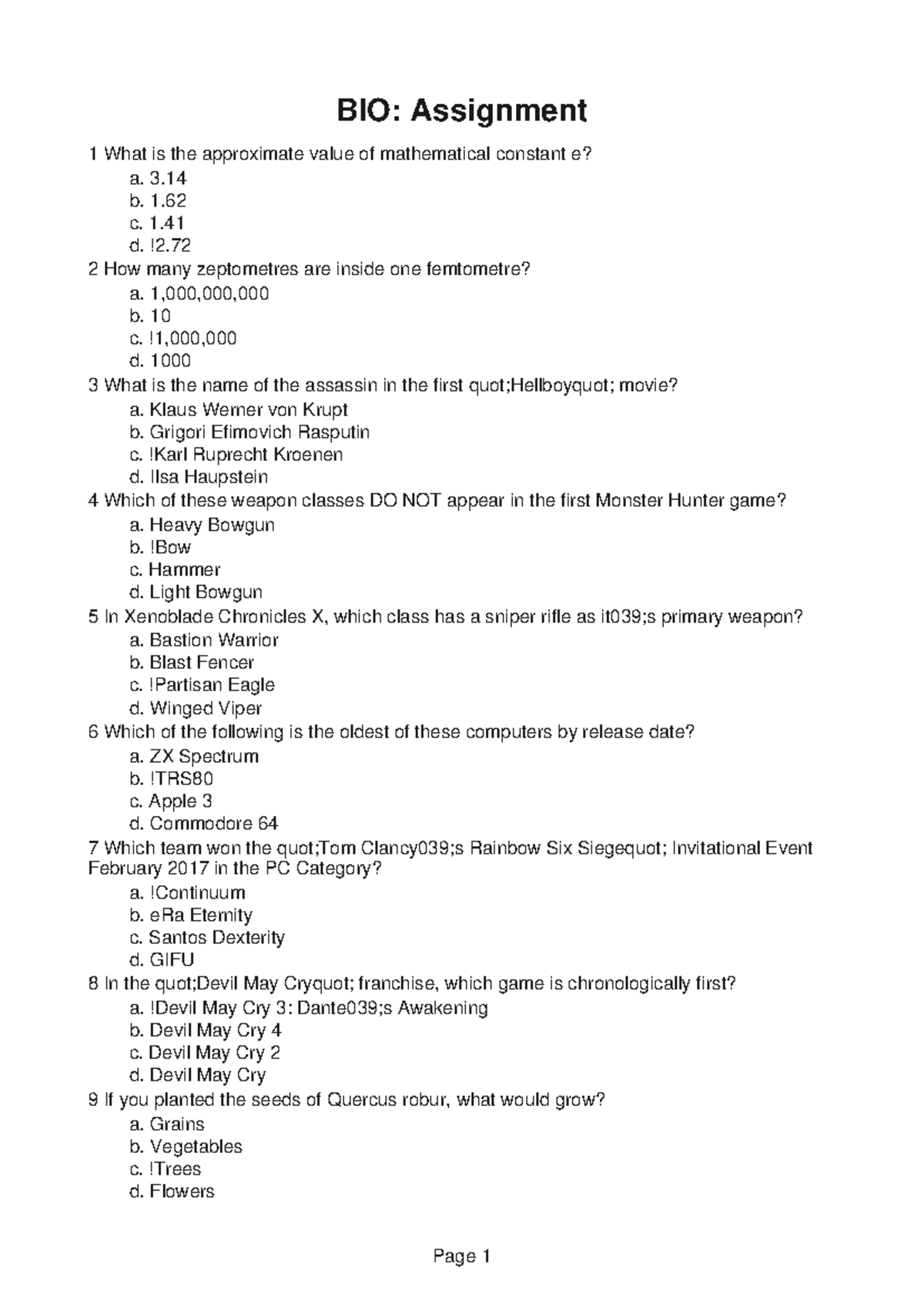 BIO184 Demonstration 3 - BIO: Assignment 1 What is the approximate ...