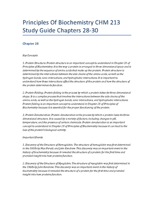 Principles Of Biochemistry CHM 213 Study Guide Chapters 40-42 - This ...