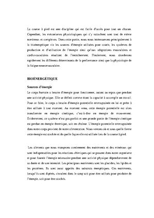 Cours 2 substrats énergétiques - Principes fondamentaux de la course à ...