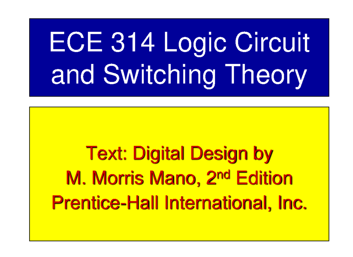 Number Systems in Digital Logic - ECE 314 Logic Circuit and Switching ...