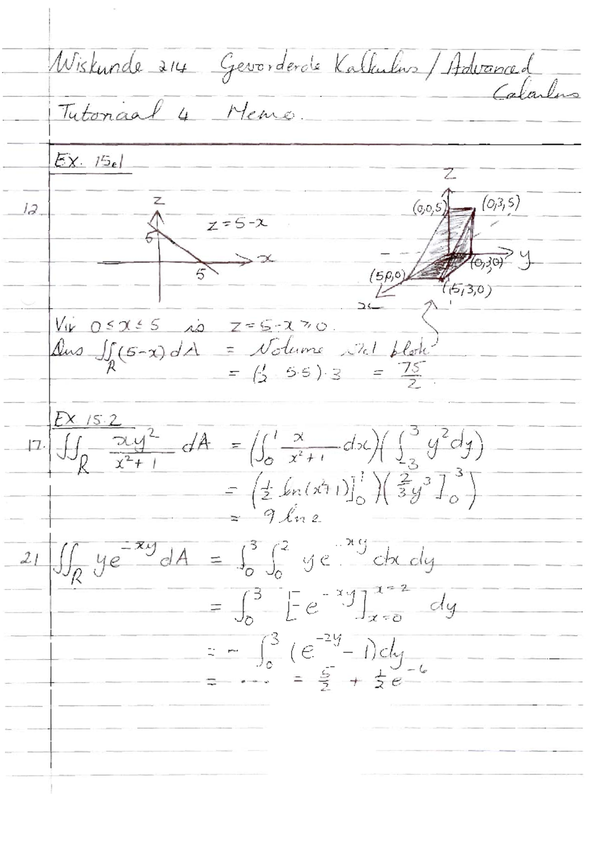 Tutoriaal 4 Memo - tut 4 calculus memo - 214 - _/Ms/a4m{s_z LL}. feww/m (Aﬁjmﬂéaﬂmmuf " mm - Studocu