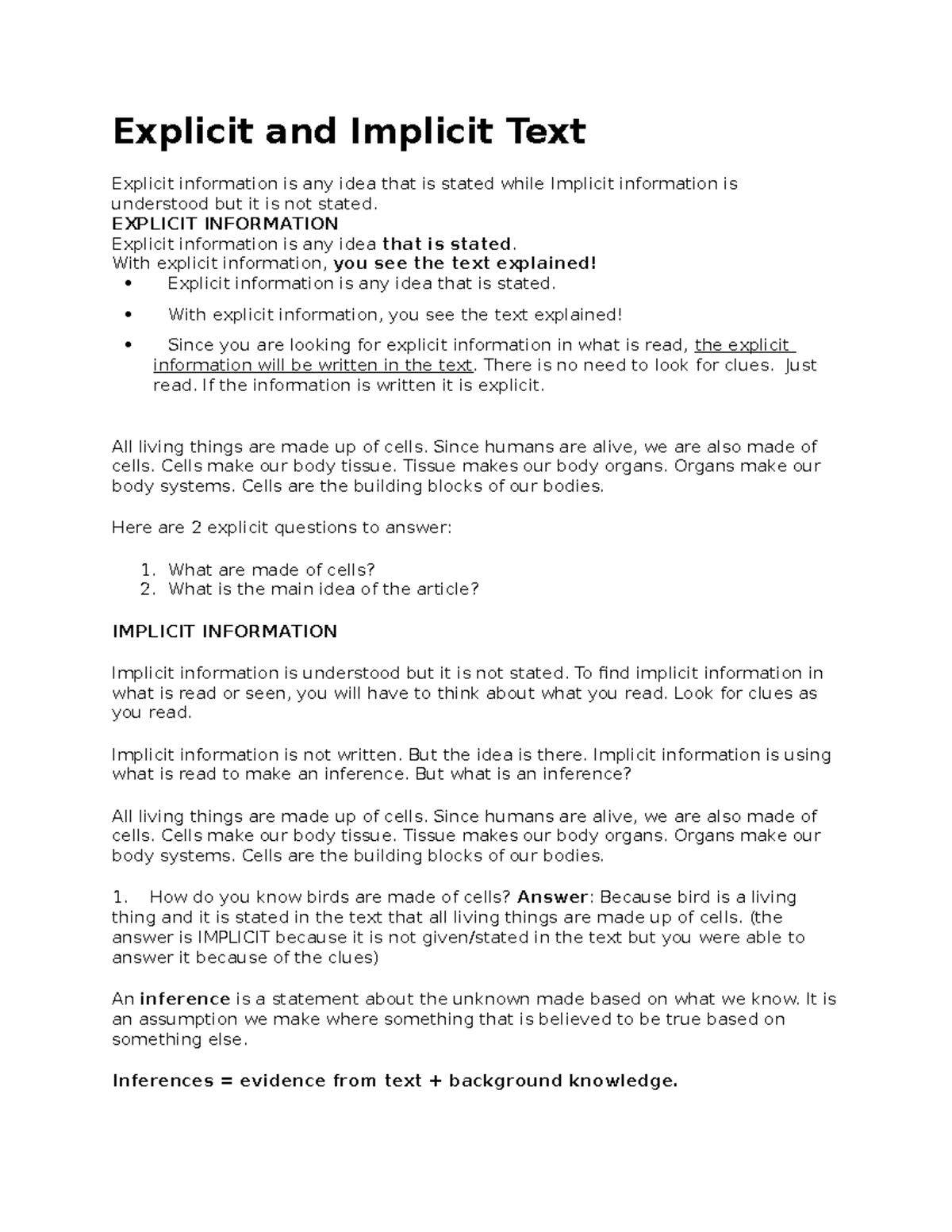 English - 2ND Quarterly - Explicit and Implicit Text Explicit ...