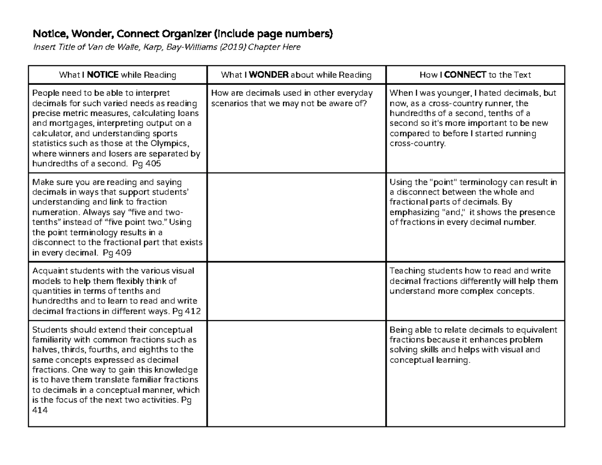 NWC Chap 16 - NWC - Notice, Wonder, Connect Organizer (include page ...