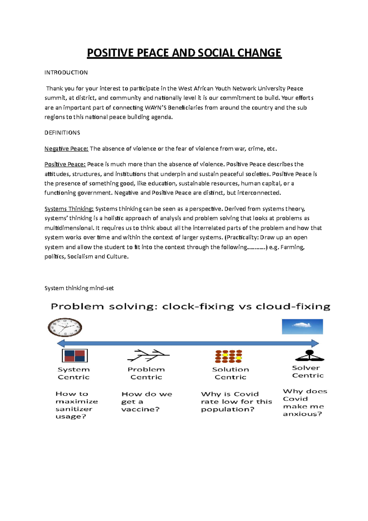 Positive Peace AND Social Change - POSITIVE PEACE AND SOCIAL CHANGE ...