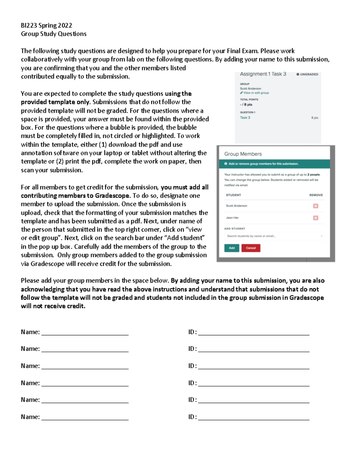 BI223+Group+Study+Questions - Group Study Questions The following study ...