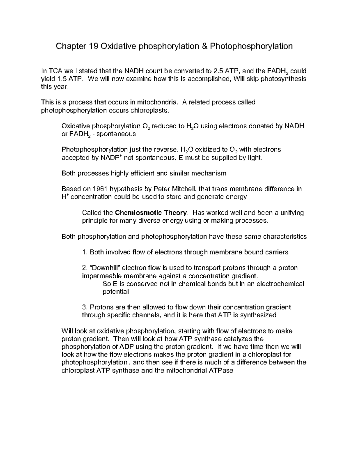 Chapter 19 review - Lecture notes 19 - Chapter 19 Oxidative ...