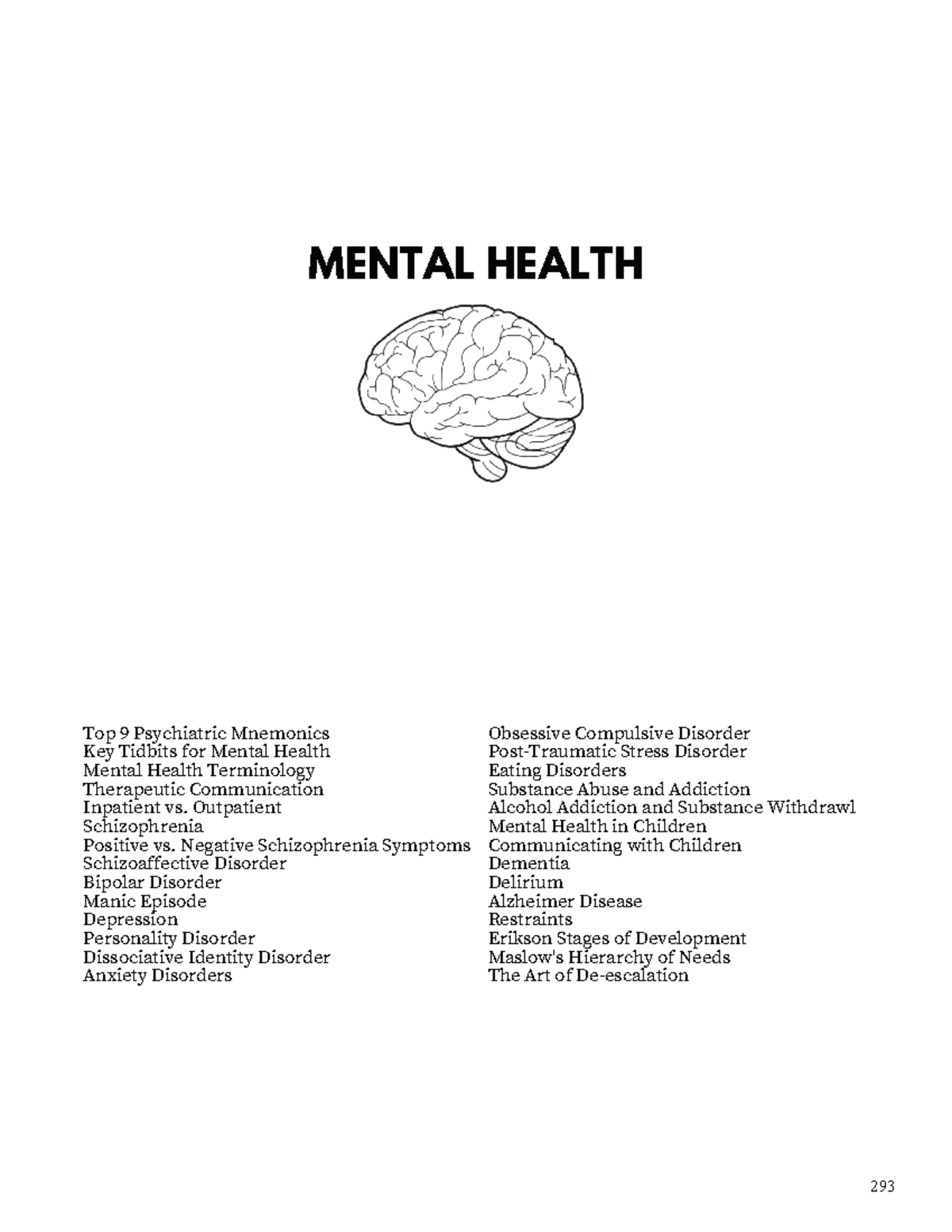 Mental Health.. - MENTAL HEALTH Top 9 Psychiatric Mnemonics Key Tidbits ...