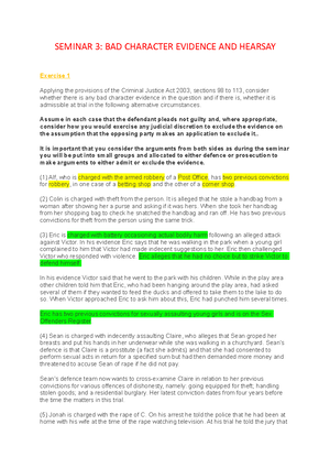 Criminal Evidence - Character Evidence - Criminal Evidence - Bad ...