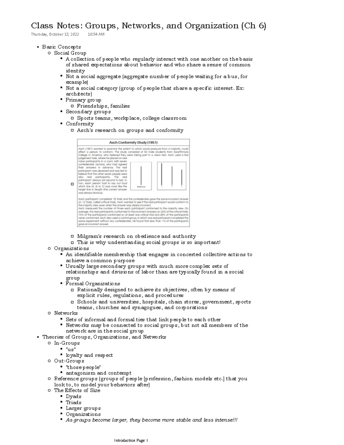 Class Notes Groups, Networks, and Organization (Ch 6) - Basic Concepts ...