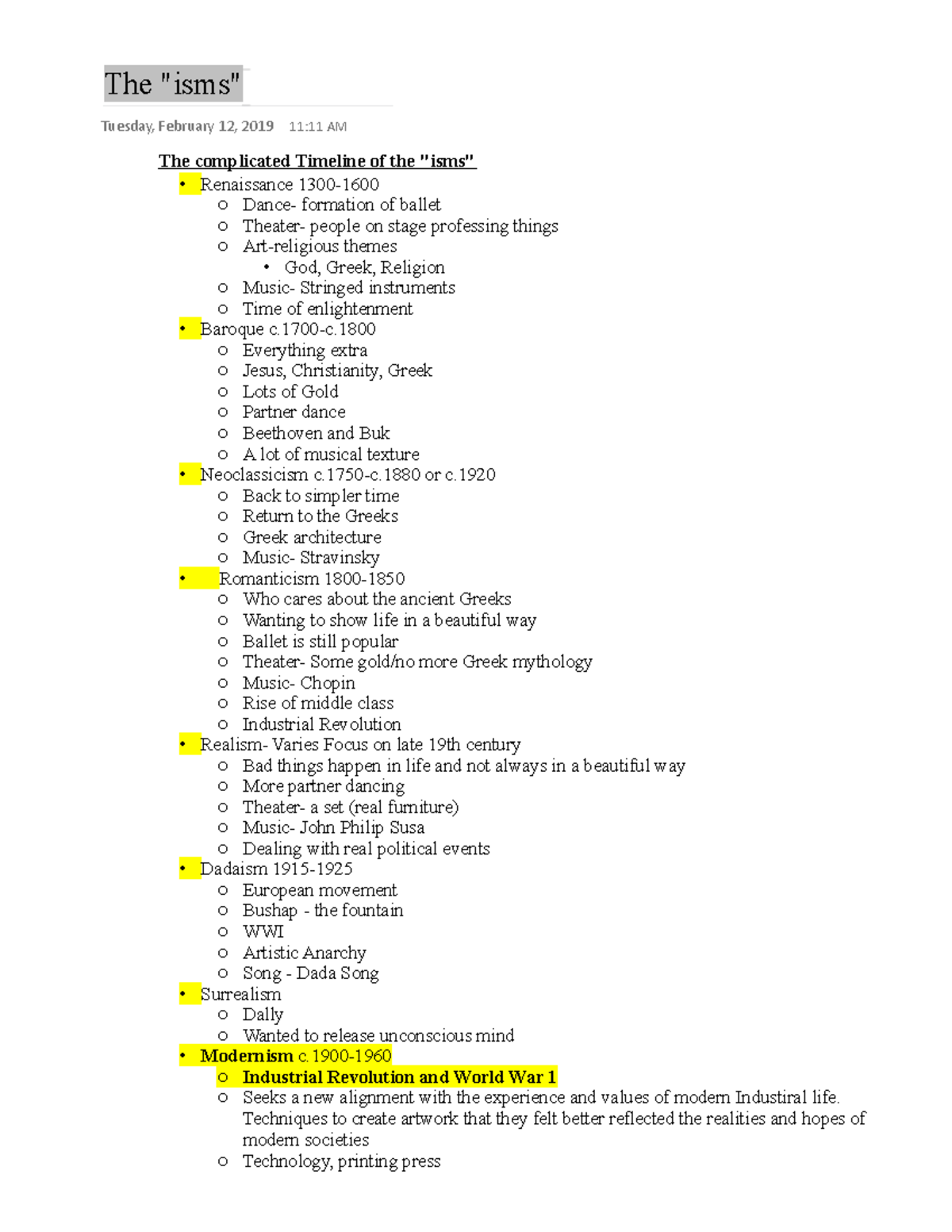 The isms - The "isms" Lecture Notes - The "isms" Tuesday, February 12 ...