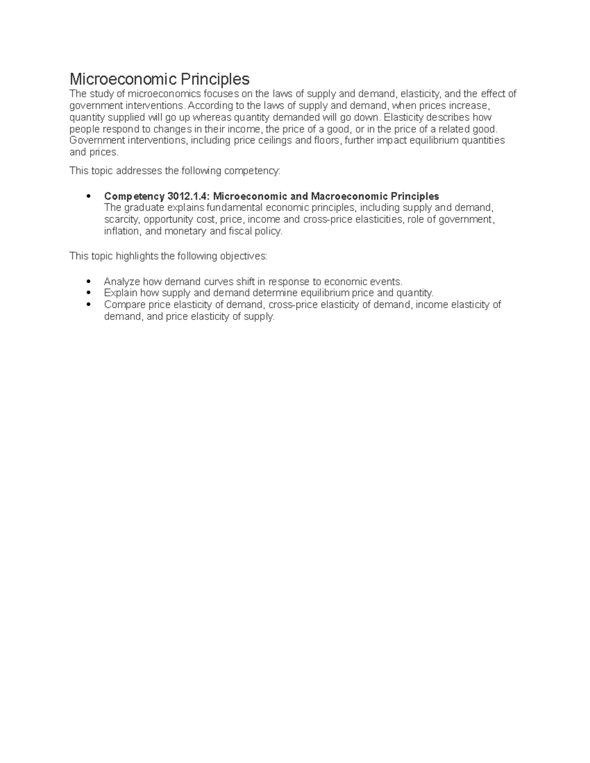 Study - Econ - Microeconomic Principles The study of microeconomics ...