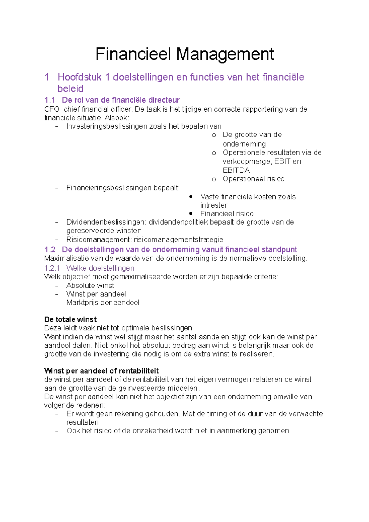 Financieel Management - De taak is het tijdige en correcte rapportering ...