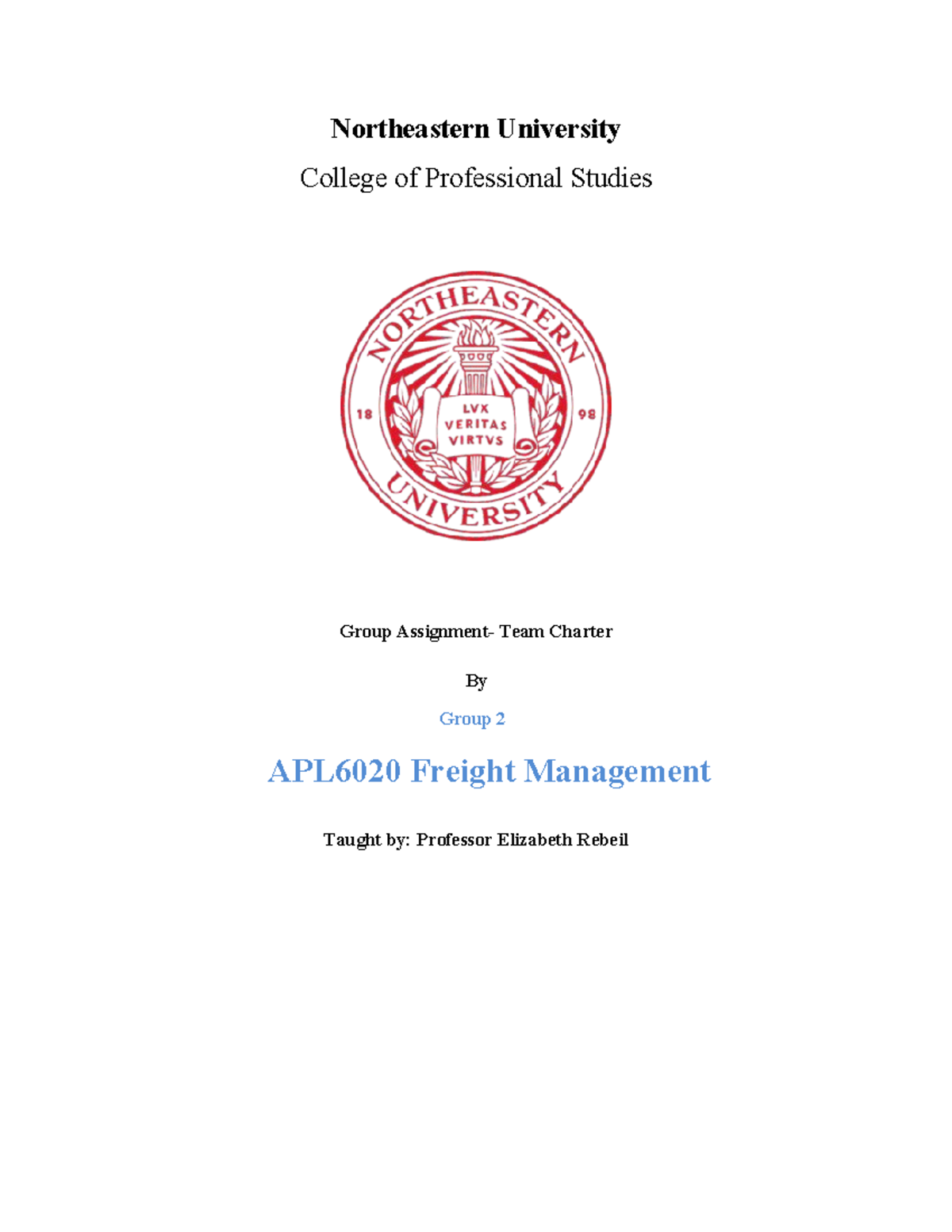 Team charter - ... - Northeastern University College of Professional ...