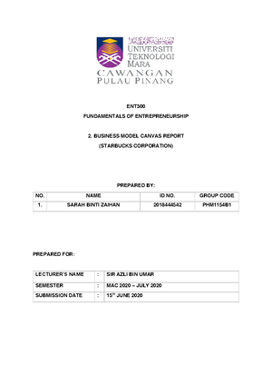 ENT300 BMC Report - INDIVIDUAL ASSIGNMENT - ENT FUNDAMENTALS OF ...