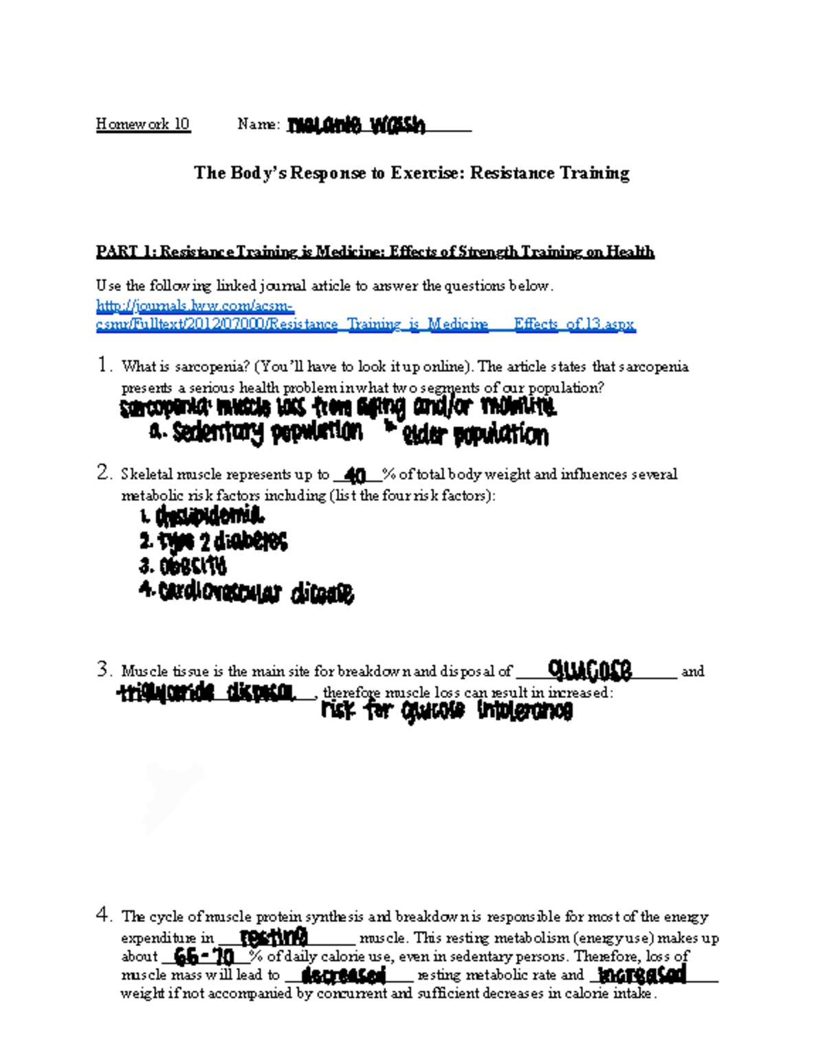 HW+Exercise - Homework excercise - Homework 10 Name ...