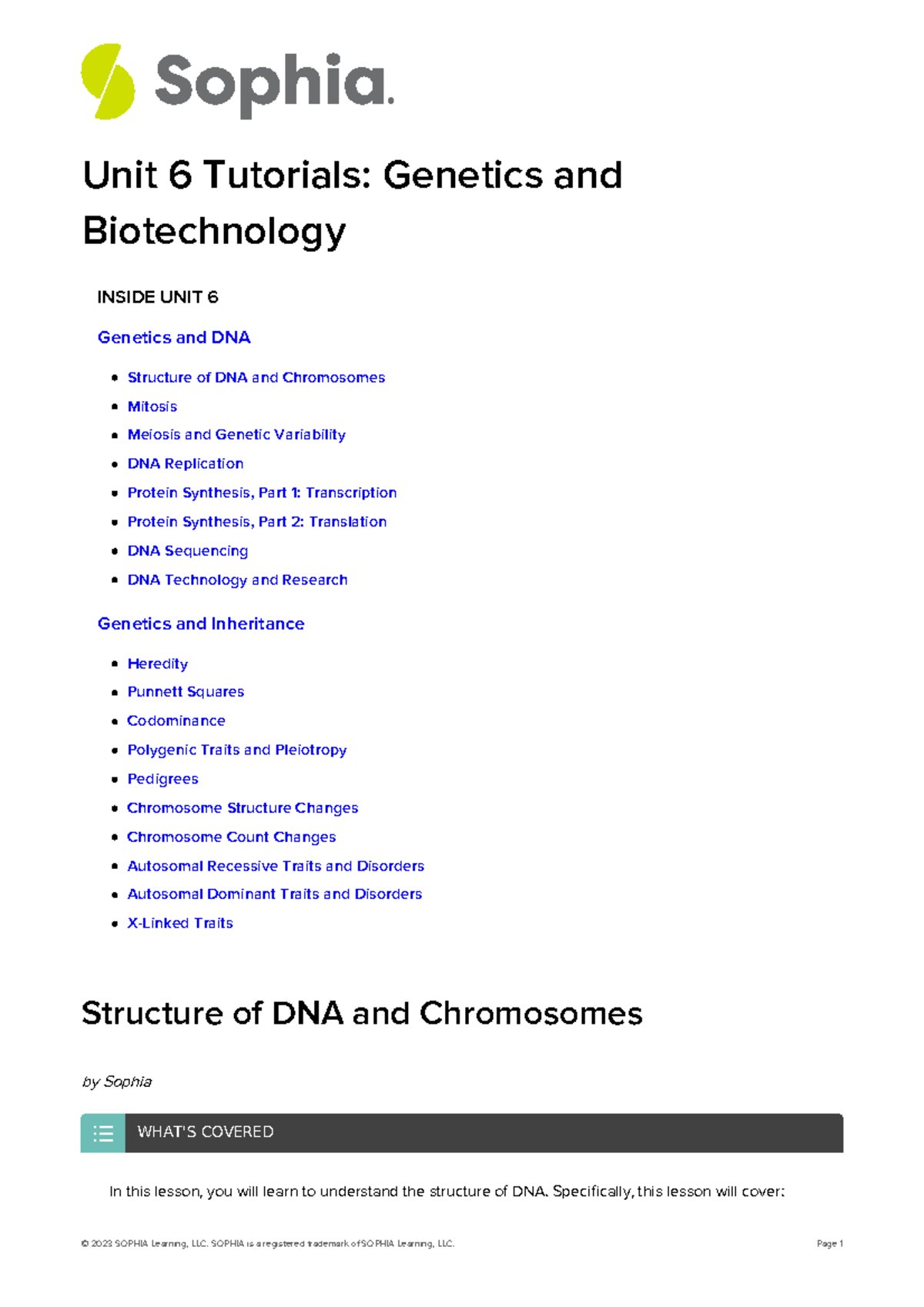 Unit 6 tutorials genetics and biotechnology - Unit 6 Tutorials ...