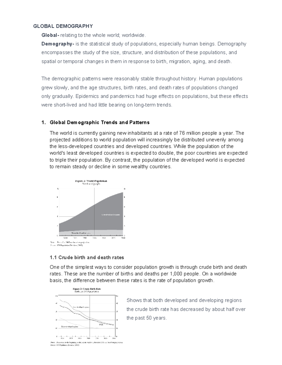 Global demography - GLOBAL DEMOGRAPHY Global- relating to the whole ...