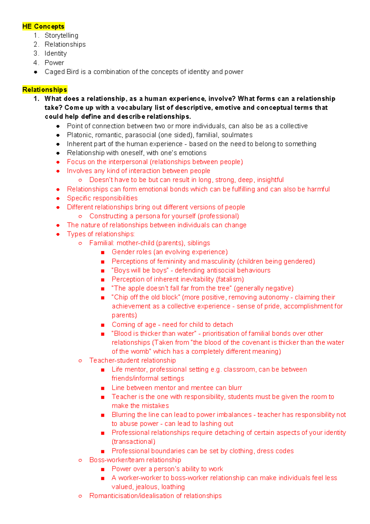 Human experiences - key concepts - HE Concepts 1. Storytelling 2 ...