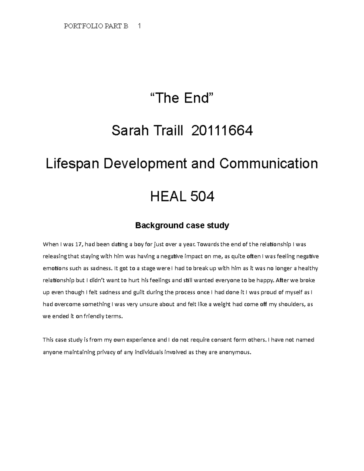 LDC Part B - portfolio B for intro to psych A. story based for ...