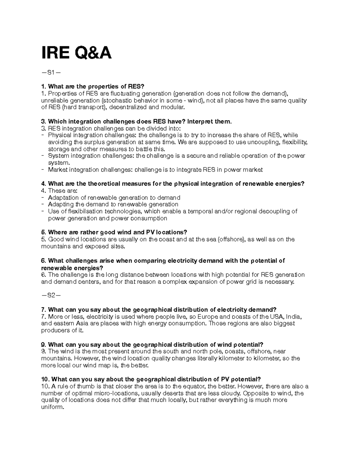 IRE Lectures Qand A - Complete lecture material summarized. - IRE Q&A ...