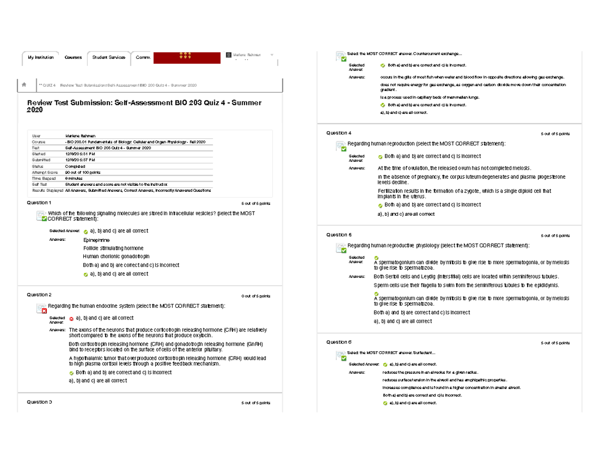 BIO203 Practice EXAM 4 - BIO 203 WATSON - H ** QUIZ 4 Review Test ...