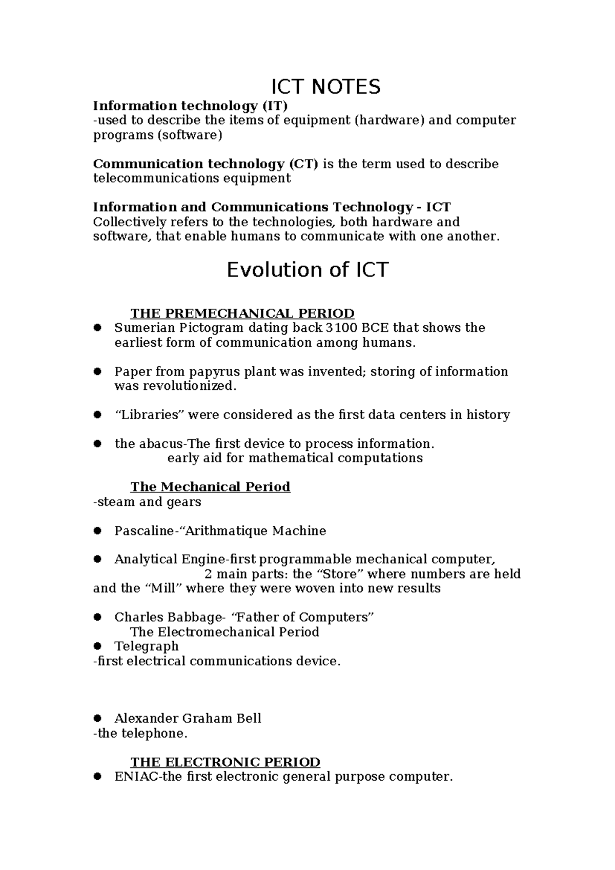 ICT Notes - awdadwa - ICT NOTES Information technology (IT) used to ...