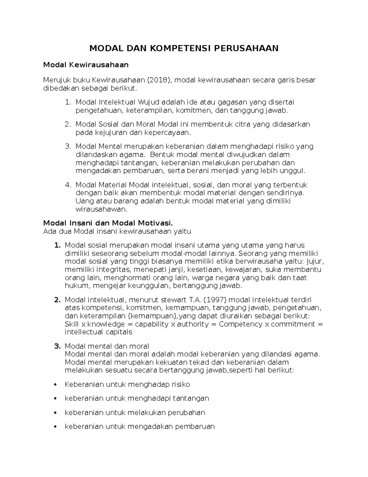 Modal dan Kompetensi Perusahaan - MODAL DAN KOMPETENSI PERUSAHAAN Modal ...