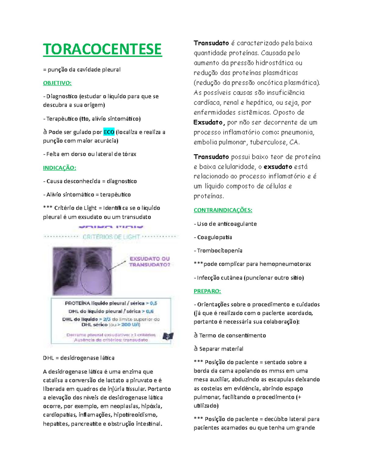 Toracocentese - Aula de toracocentesis - TORACOCENTESE = punção da ...