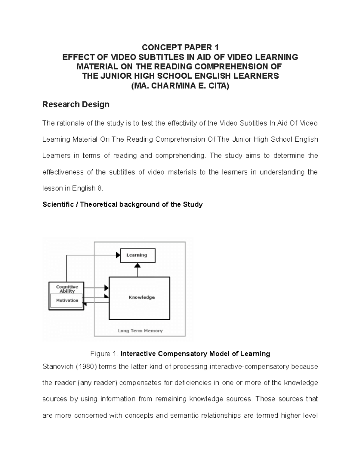Concept Paper 1 - enjoy - CONCEPT PAPER 1 EFFECT OF VIDEO SUBTITLES IN ...