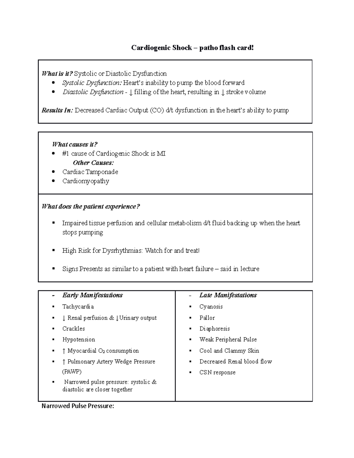 Shocks - great notes!!! - Cardiogenic Shock – patho flash card! What is ...