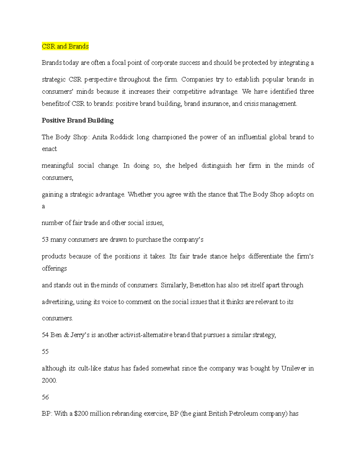 CSR and Brands - CSR and Brands Brands today are often a focal point of ...