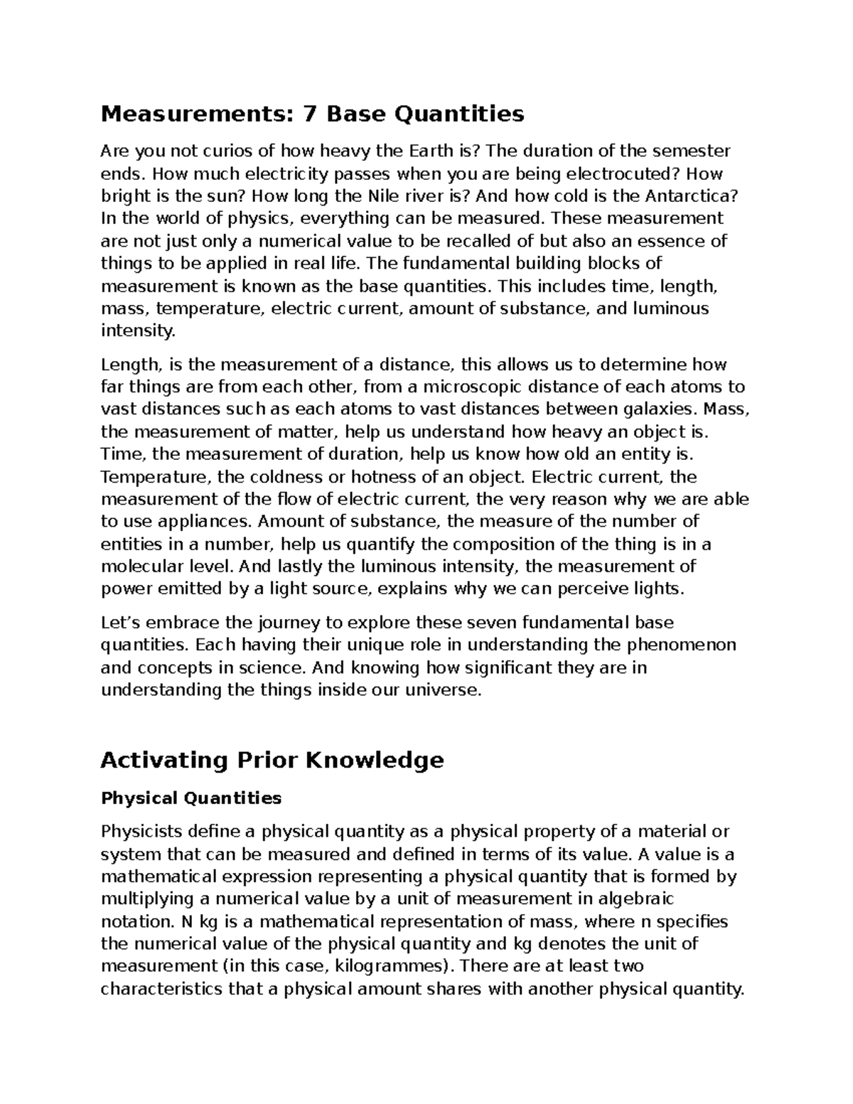 Jsjsjsjsjnanwnwnw - Measurements: 7 Base Quantities Are you not curios ...