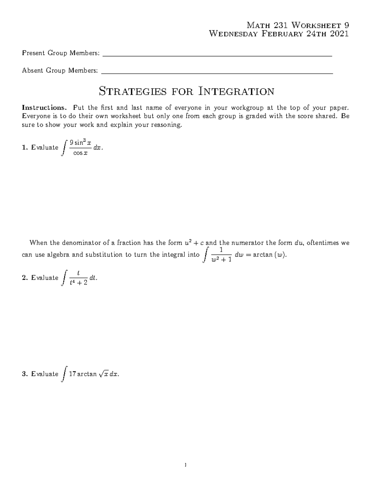 WS9 02242021 - worksheet 9 - Math 231 Worksheet 9 Wednesday February ...