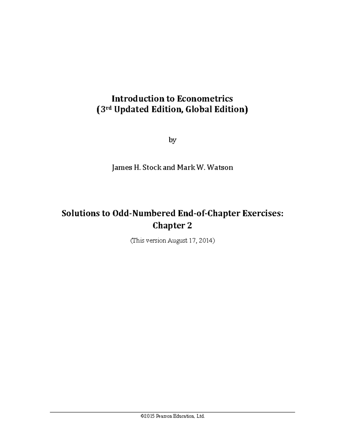 econometrics solution for the textbookk - Introduction to Econometrics (3rd Updated Edition ...