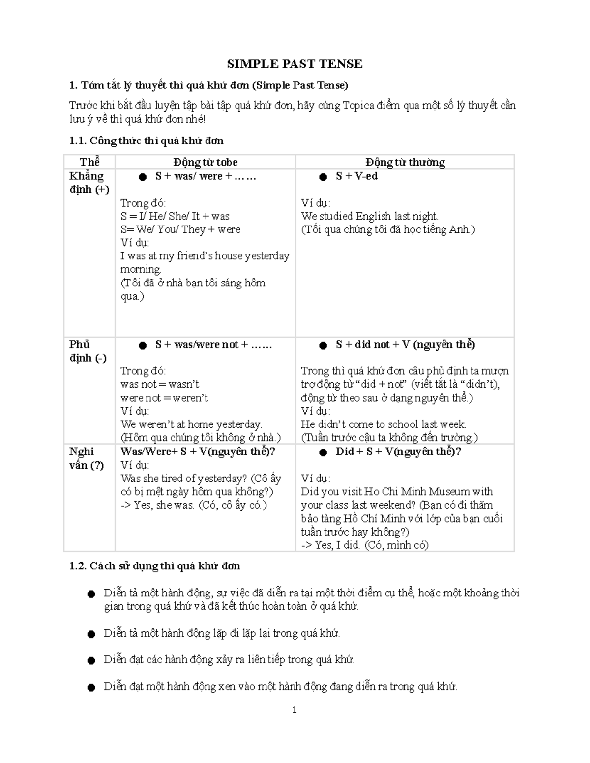 Simple PAST Tense 1 - Lecture notes 1 phân tích sự vận động của hàng ...