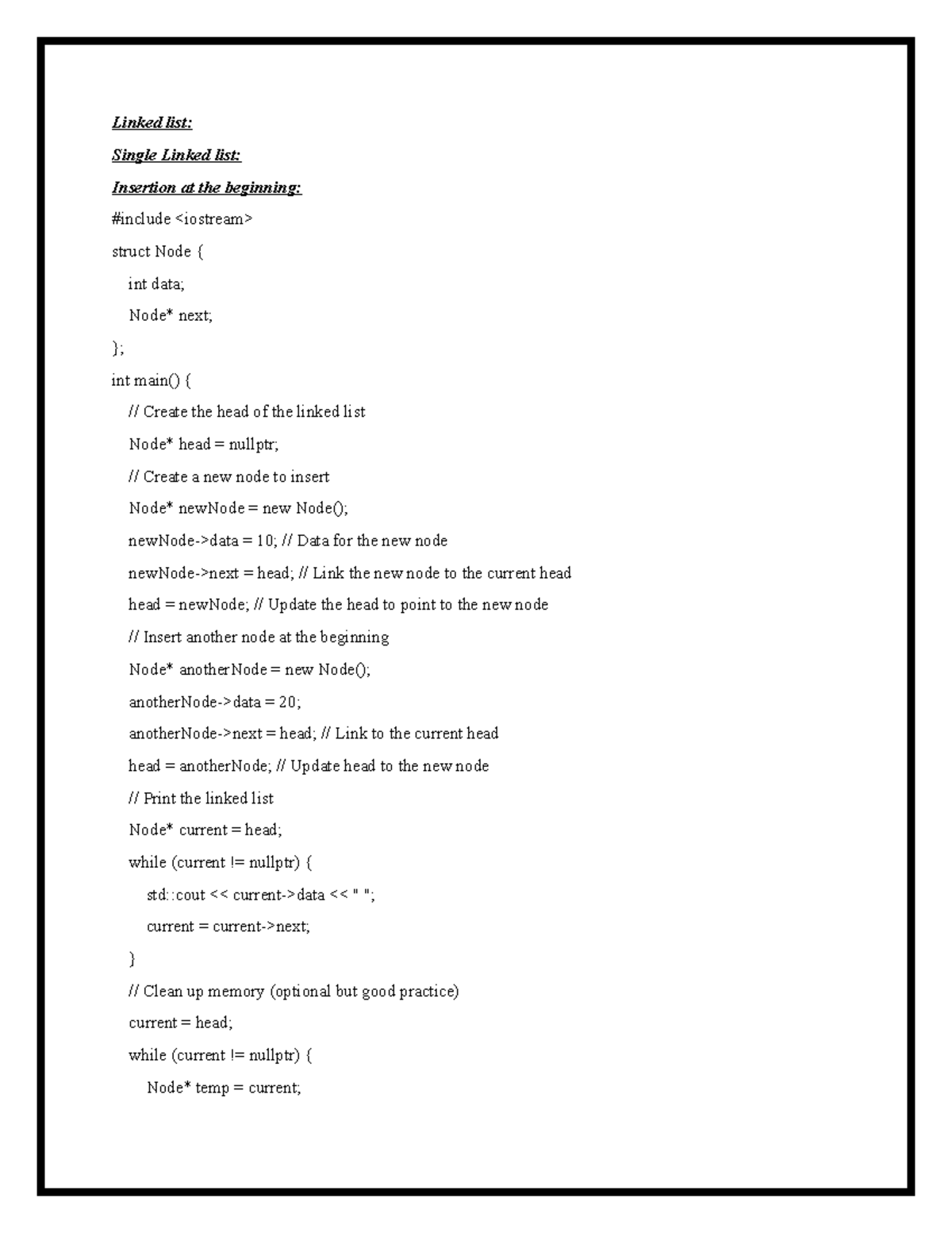 Linked list - Studocu