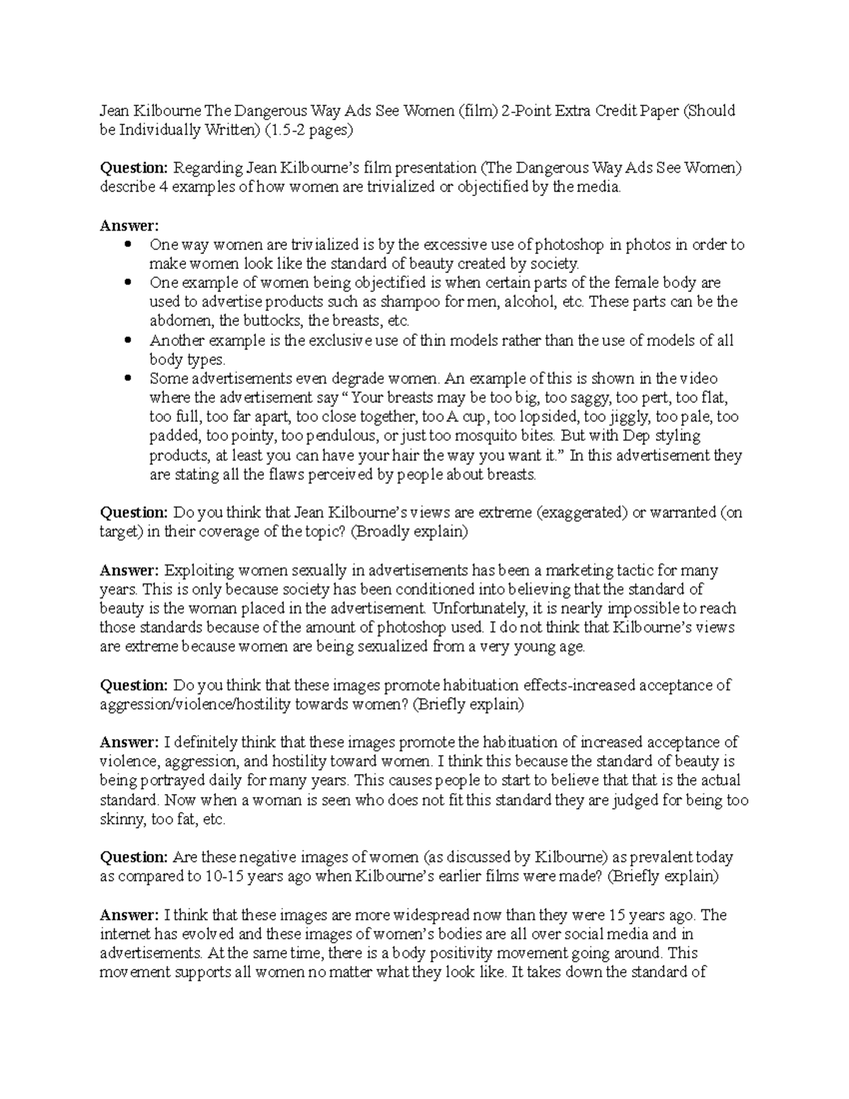 Jean Kilbourne Extra Credit - Jean Kilbourne The Dangerous Way Ads See ...