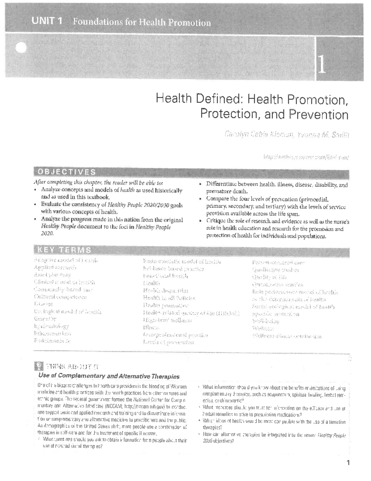 Chapter 1 Edelman Health Defined - NU 345 - Studocu