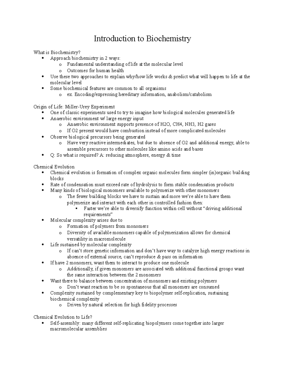 BCH2333- Introduction to Biochemistry - Introduction to Biochemistry ...